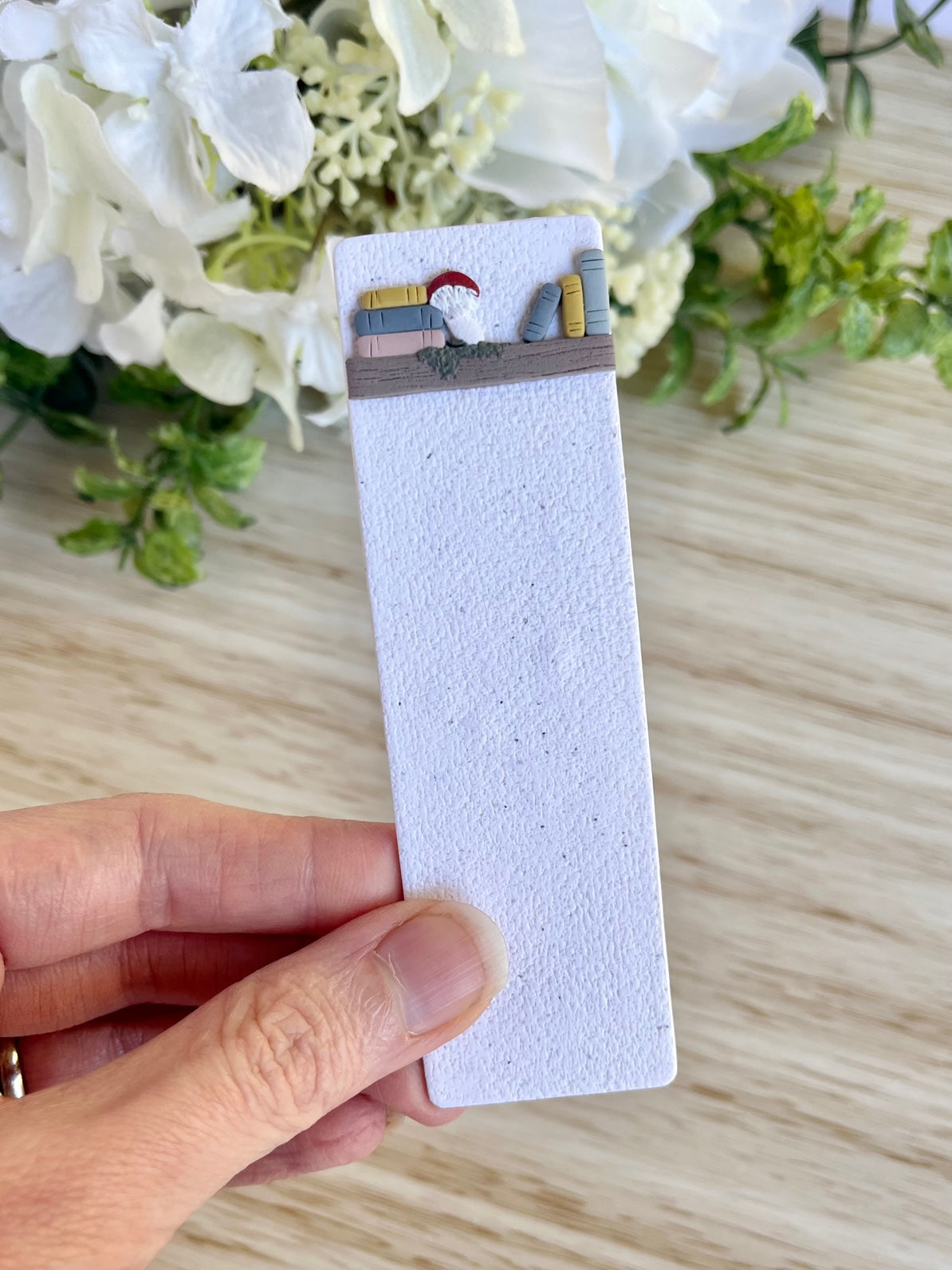 Book Stack with Mushie Mushroom Cottage Core Bookmark – Clay Wishes